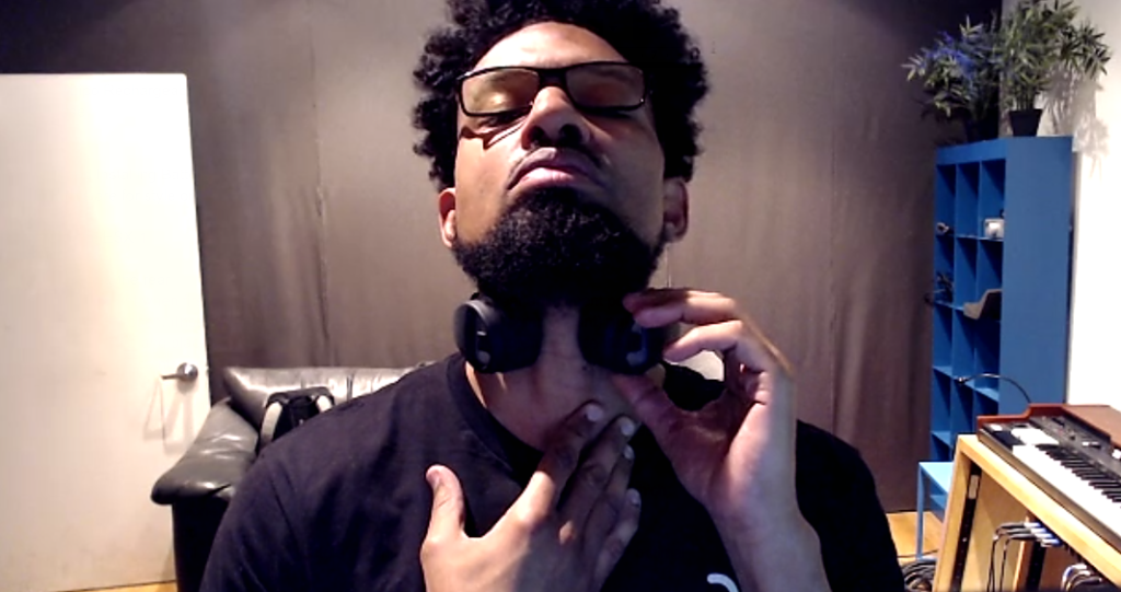 and “seated” on your neck and lightly touching your jaw if possible.